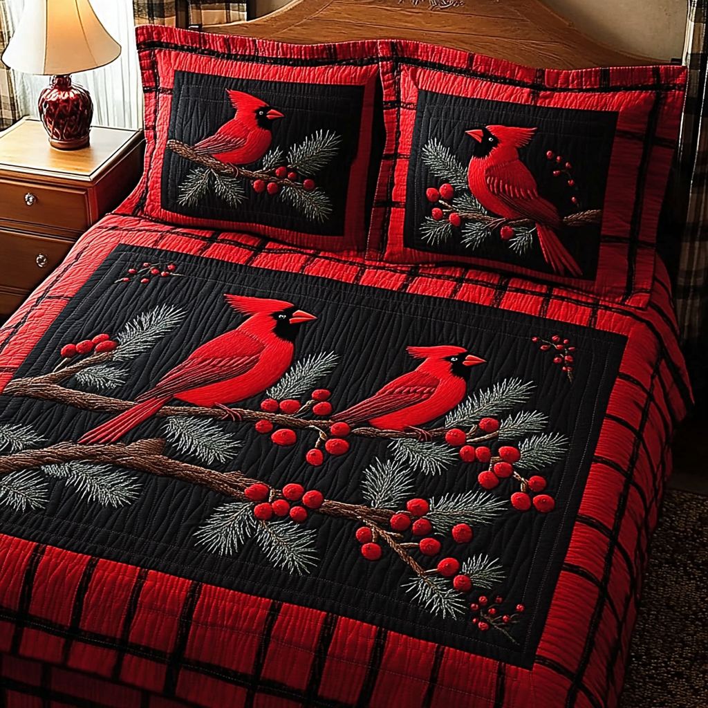 Christmas Cardinal TAI201124136 Quilt Bedding Set – Charming Favor