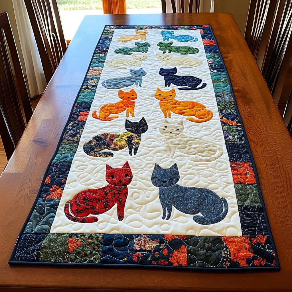 Cat TAI260924135 Quilted Table Runner – Charming Favor