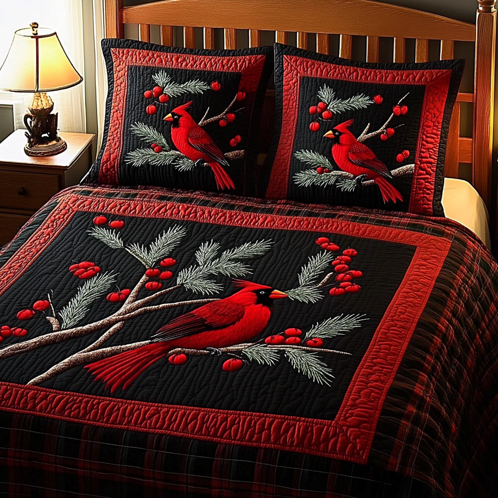 Christmas Cardinal TAI201124128 Quilt Bedding Set – Charming Favor