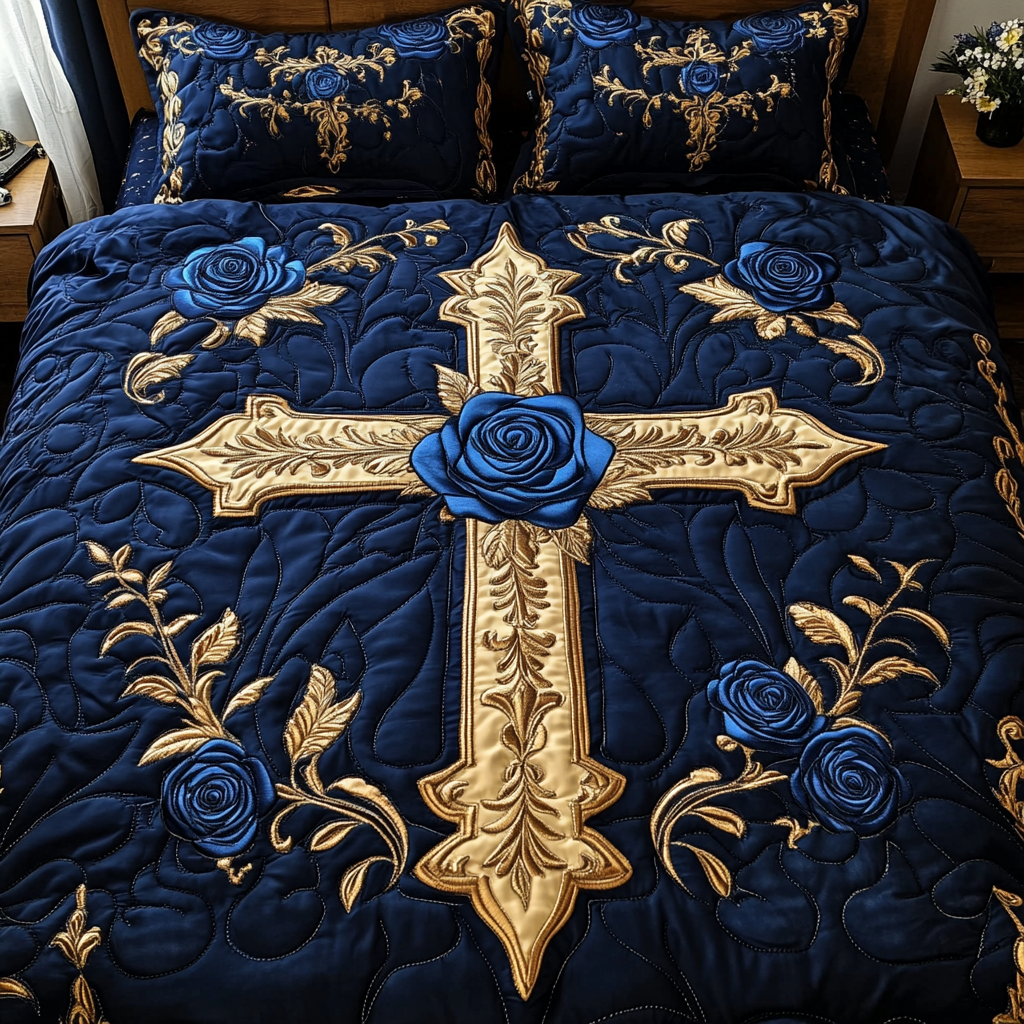 Rose Christian Cross DAI190225125 Quilt Bedding Set – Charming Favor