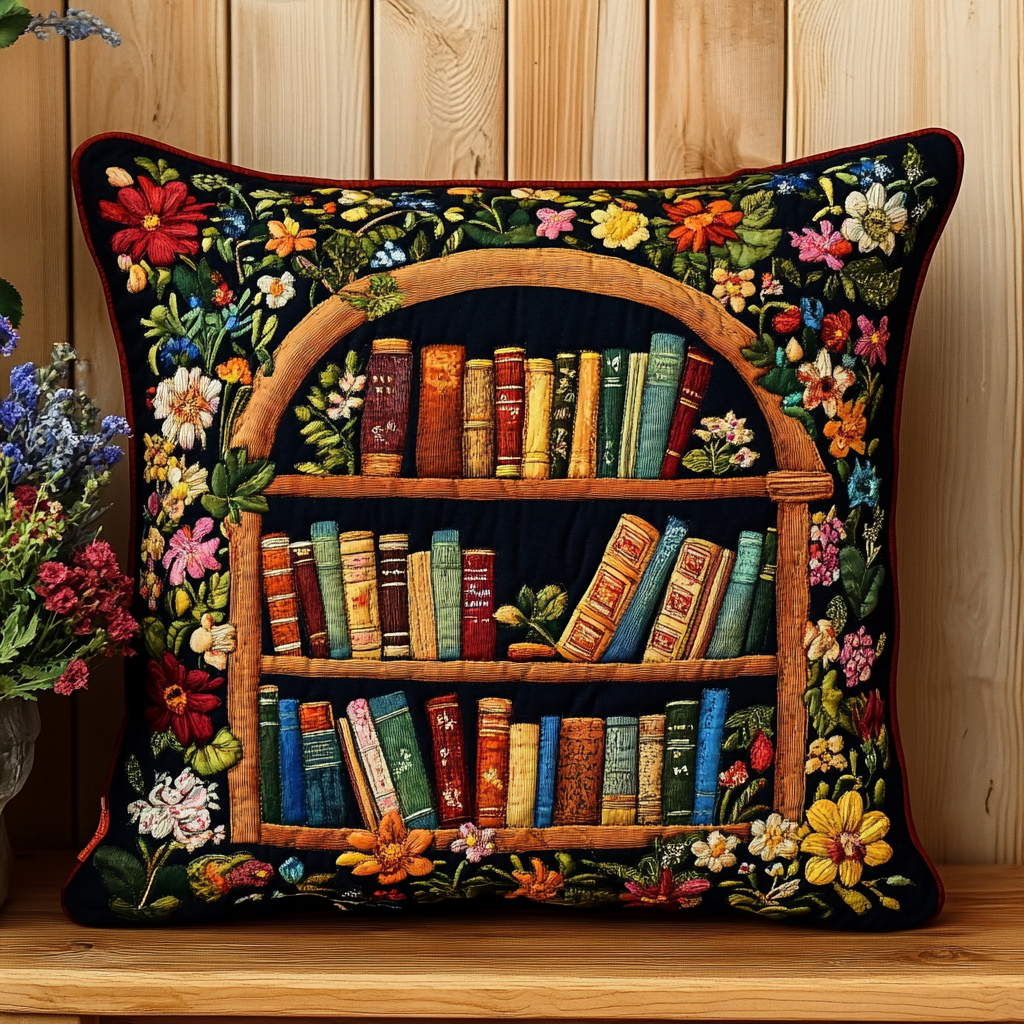 Flower Bookcase DAI301224186 Quilted Pillow Case – Charming Favor
