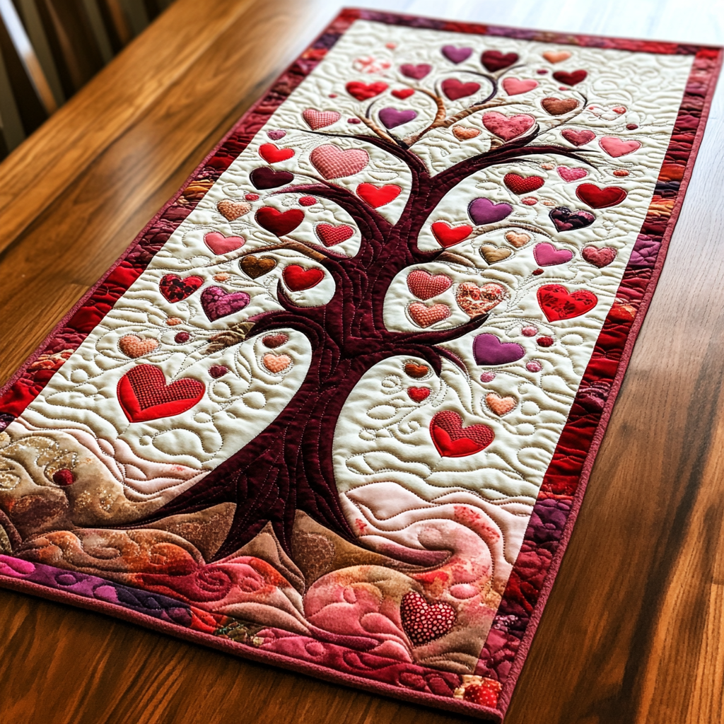 Tree Of Hearts DAI301224284 Quilted Table Runner – Charming Favor