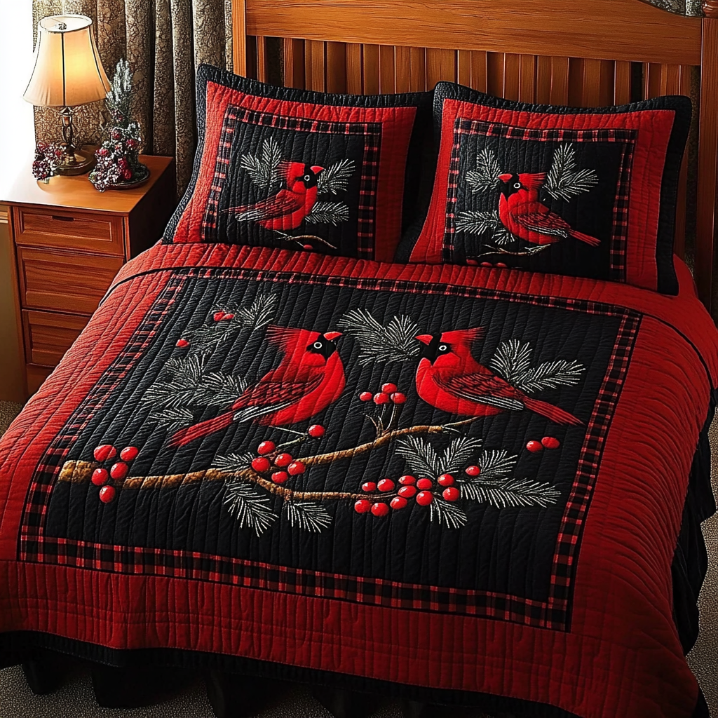 Christmas Cardinal TAI201124127 Quilt Bedding Set – Charming Favor
