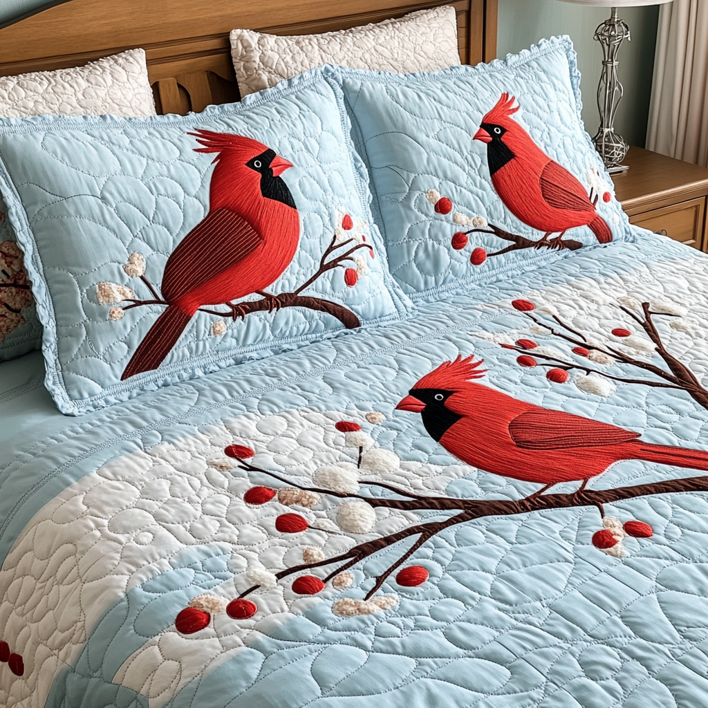Winter Cardinal TAI201124142 Quilt Bedding Set – Charming Favor