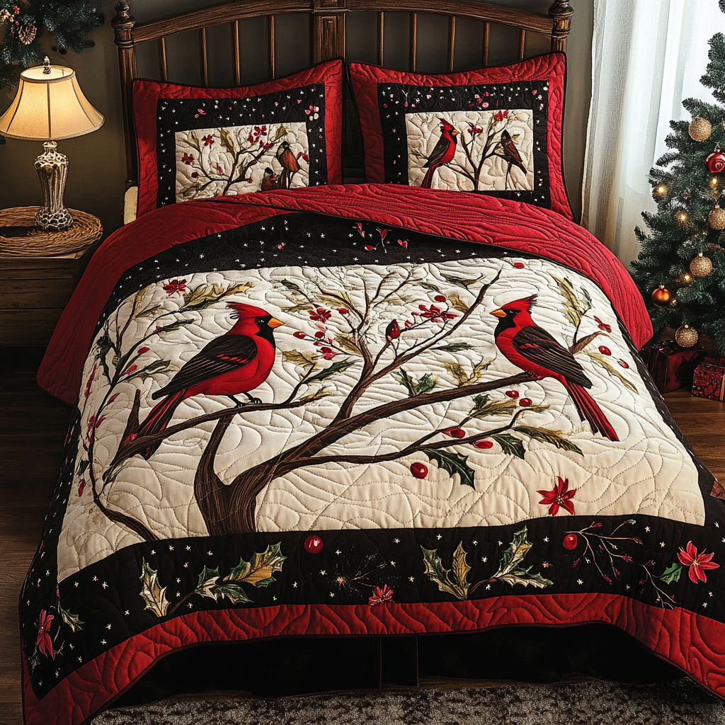 Christmas Cardinal TAI041024544 Quilt Bedding Set – Charming Favor