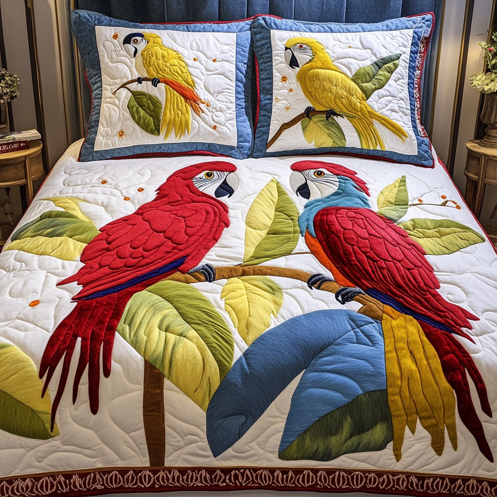 Parrot DAI281124123 Quilt Bedding Set – Charming Favor