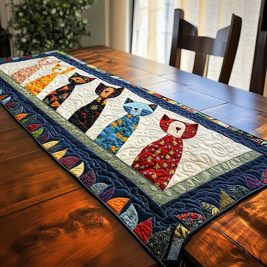 Cat TAI260924133 Quilted Table Runner – Charming Favor