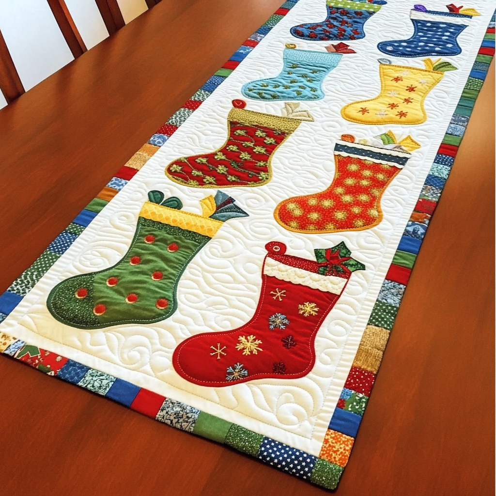 Christmas Stocking DAI231124163 Quilted Table Runner – Charming Favor