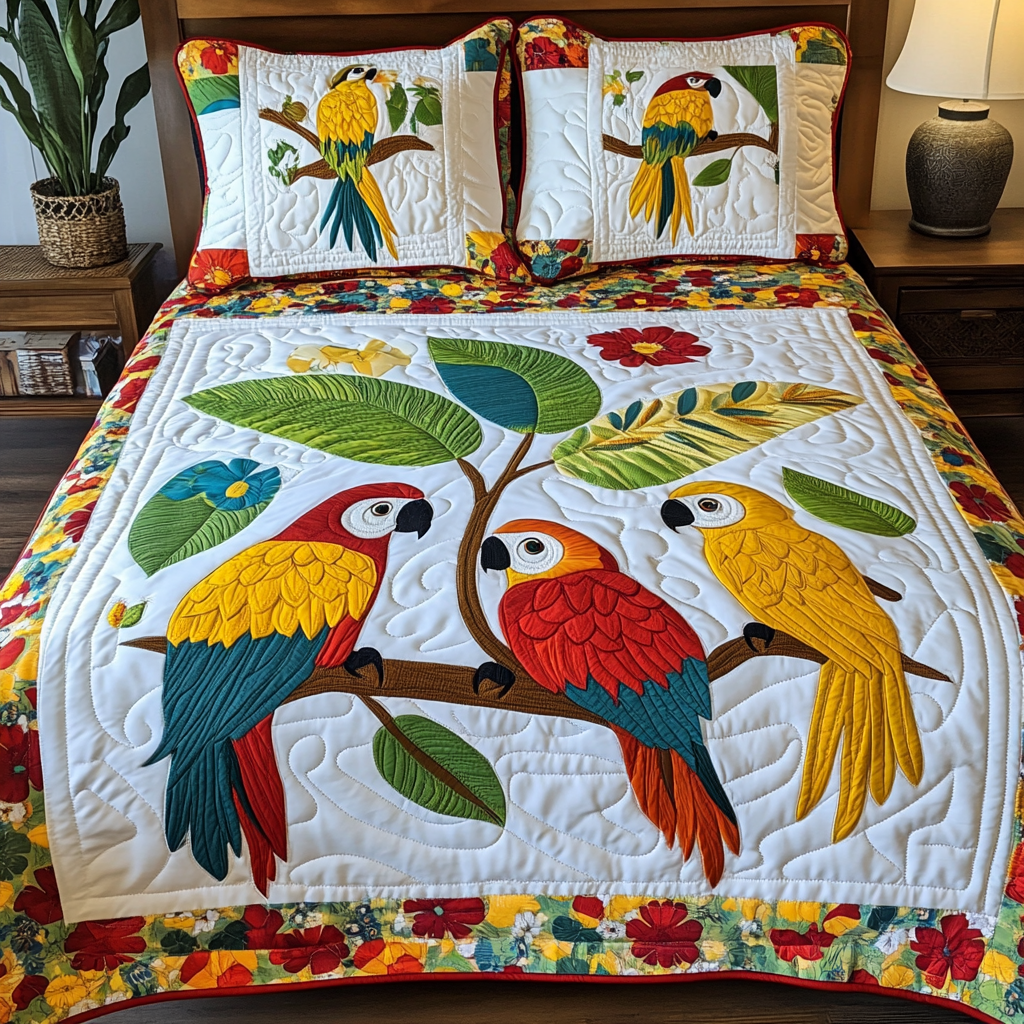 Parrot DAI281124119 Quilt Bedding Set – Charming Favor