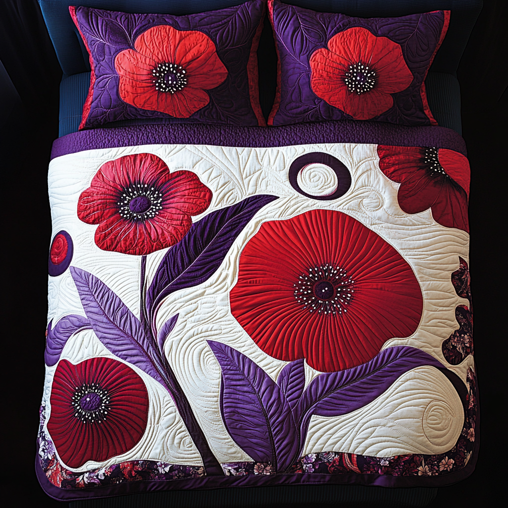 Poppy Flower DAI281124155 Quilt Bedding Set – Charming Favor