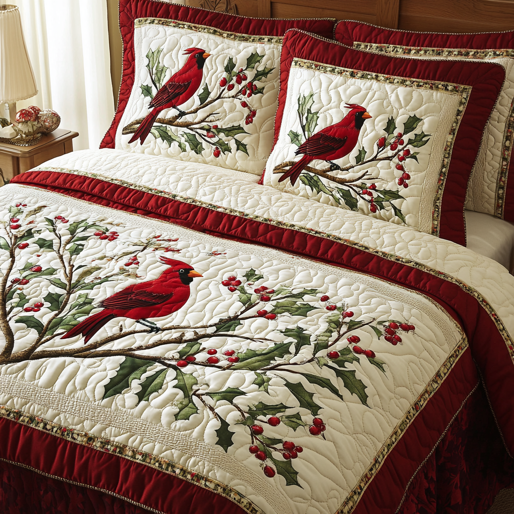 Christmas Cardinal TAI101224425 Quilt Bedding Set – Charming Favor