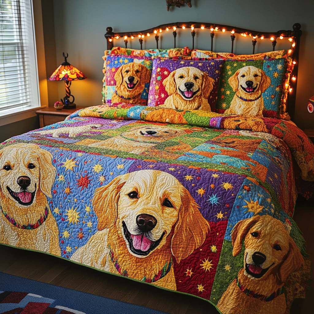 Golden Retriever TAI181024368 Quilt Bedding Set – Charming Favor