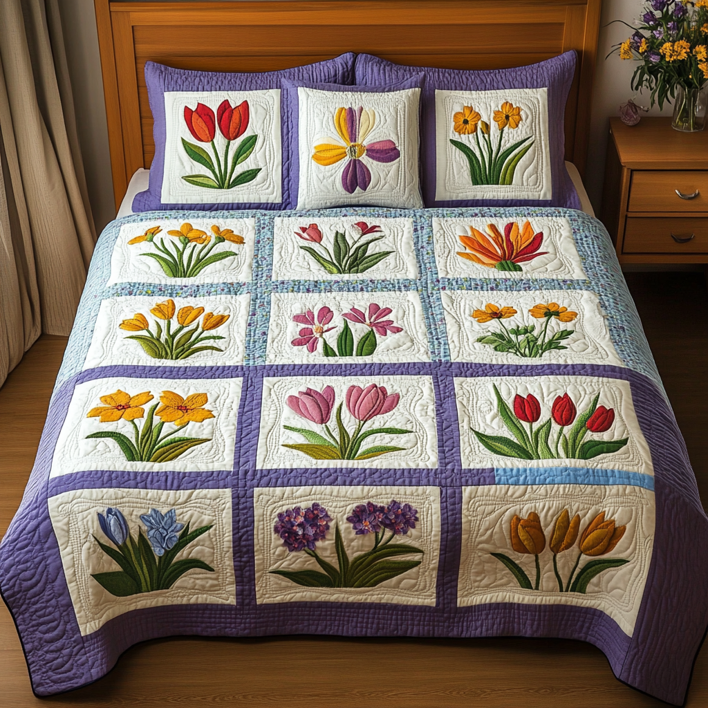 Spring Flowers DAI040225211 Quilt Bedding Set – Charming Favor