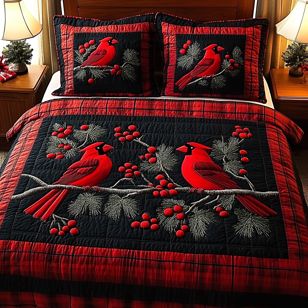 Christmas Cardinal TAI201124133 Quilt Bedding Set – Charming Favor