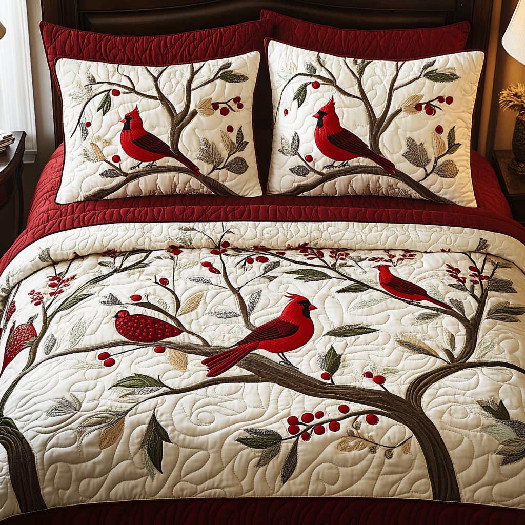 Christmas Cardinal TAI101224446 Quilt Bedding Set – Charming Favor