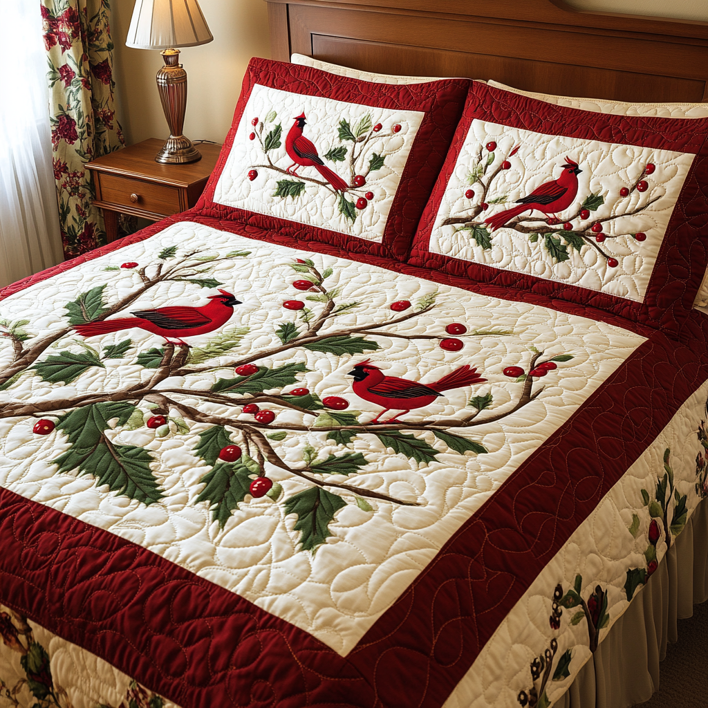 Christmas Cardinal TAI101224433 Quilt Bedding Set – Charming Favor