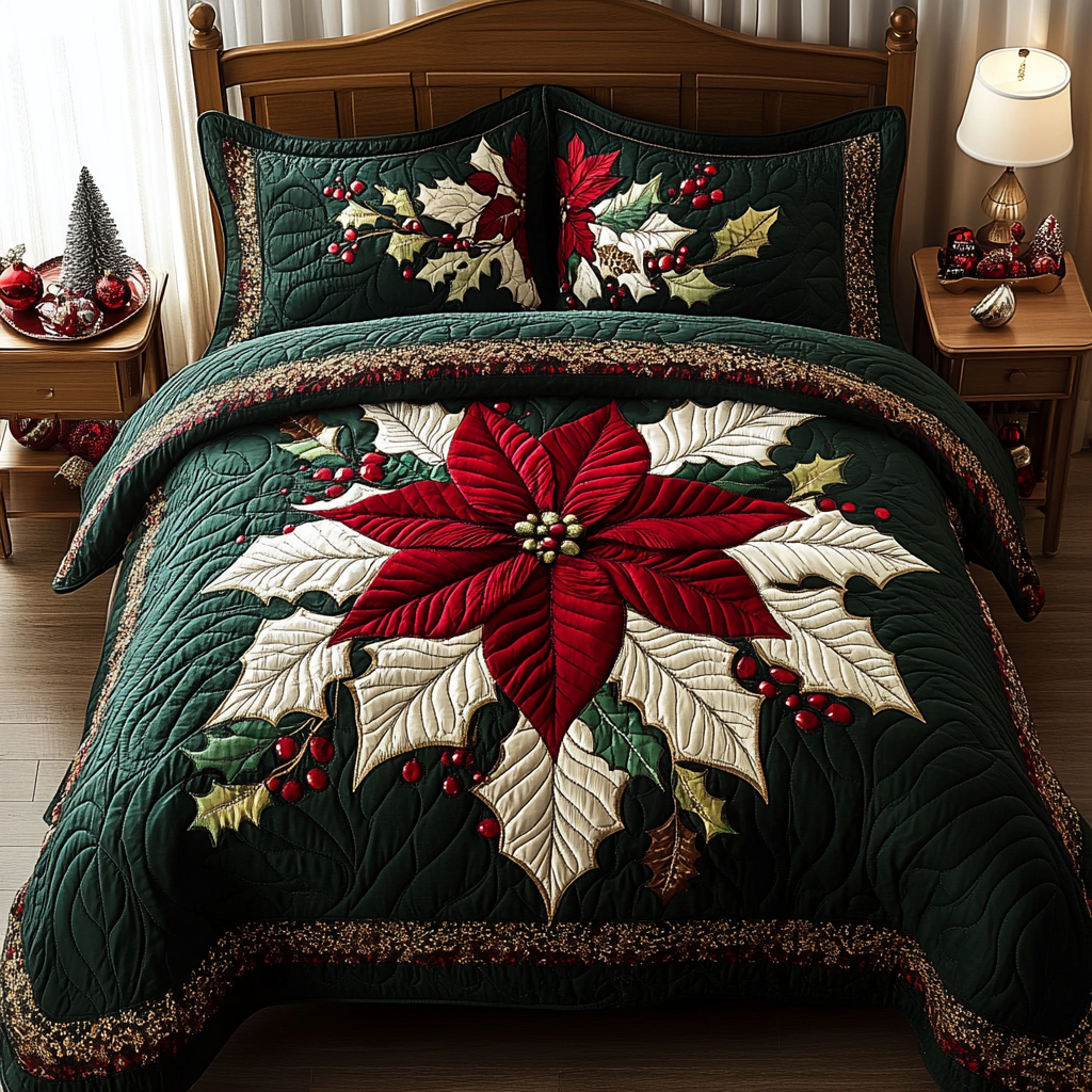 Christmas Poinsettia TAI061124061 Quilt Bedding Set – Charming Favor