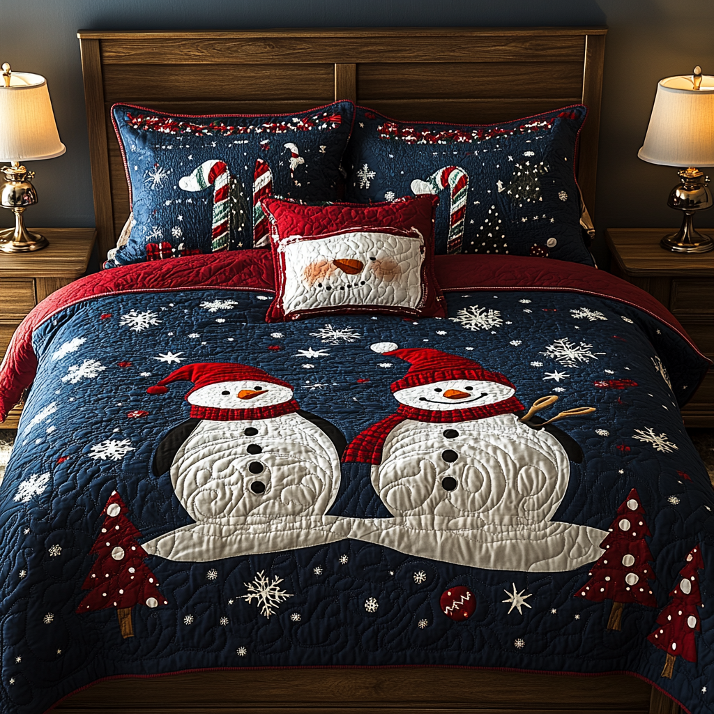 Christmas Snowman TAI041124307 Quilt Bedding Set – Charming Favor