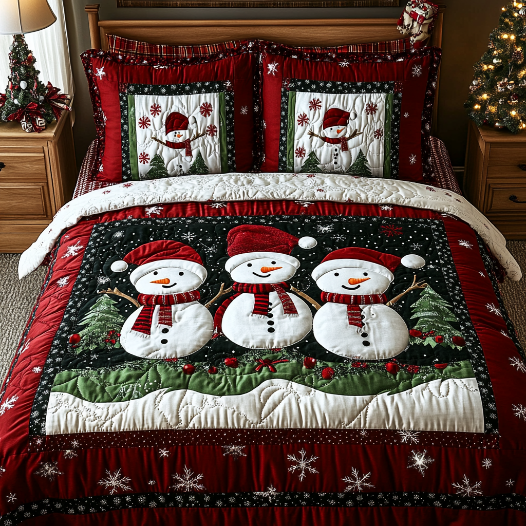 Christmas Snowman TAI061124121 Quilt Bedding Set – Charming Favor