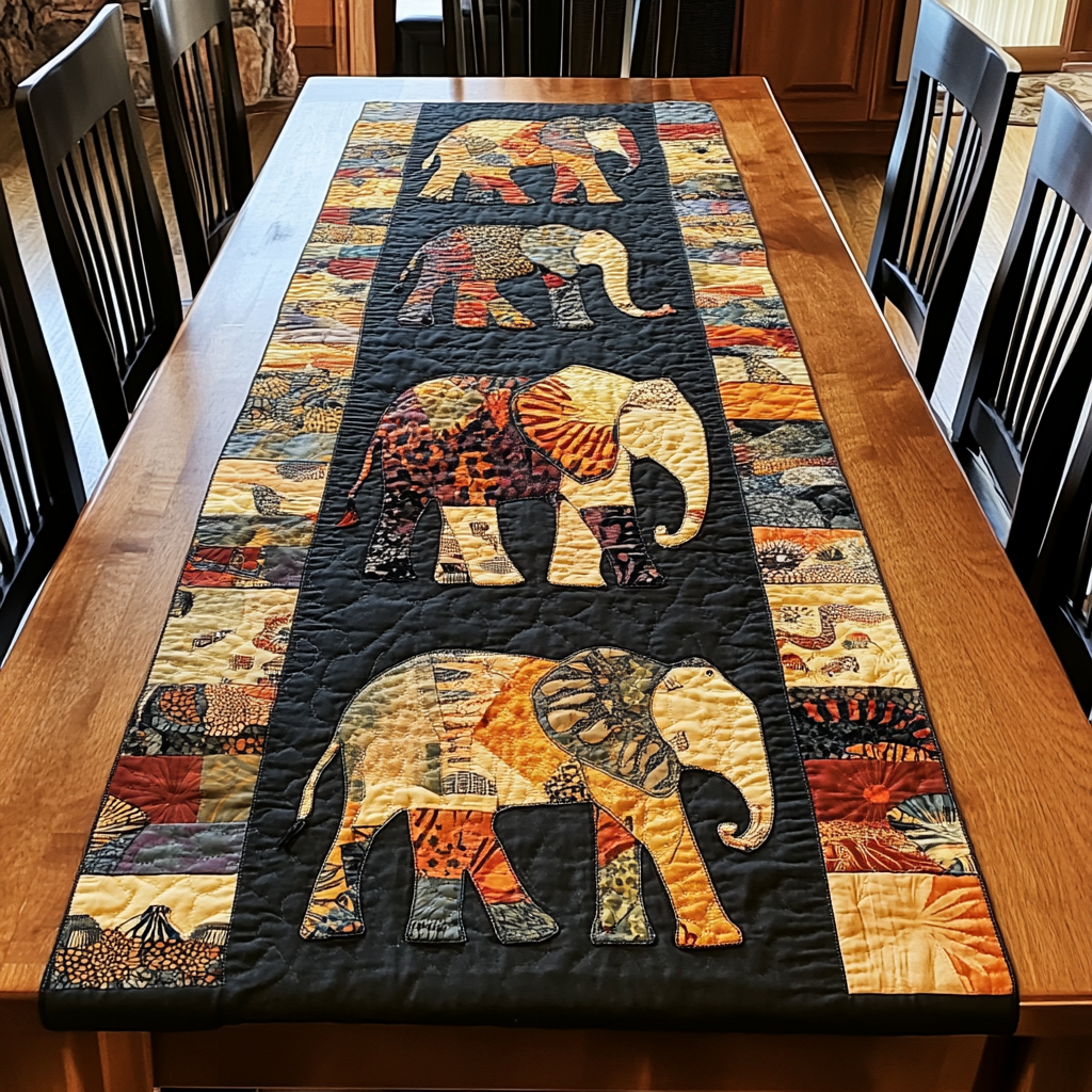 Elephant TAI281024299 Quilted Table Runner – Charming Favor