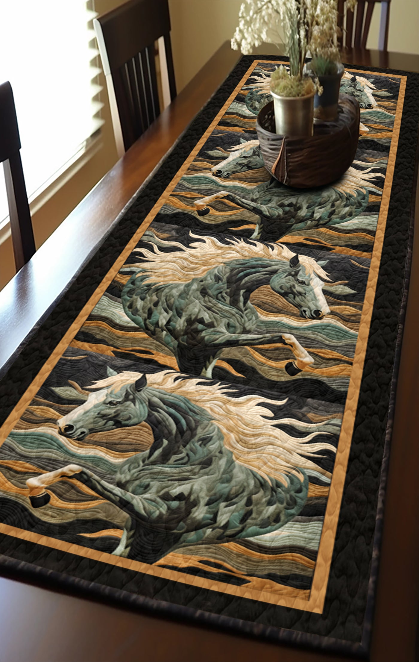 Horse BL9112333TR Quilted Table Runner – Charming Favor