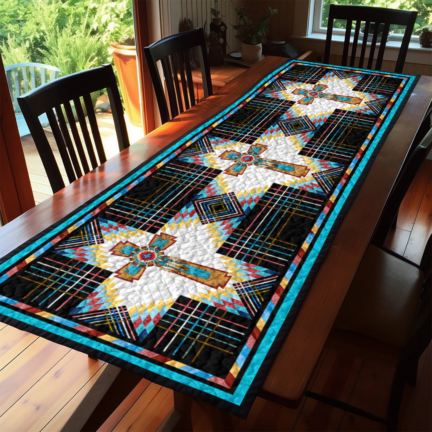 Native American Christian Cross HN030607MTR Quilted Table Runner ...