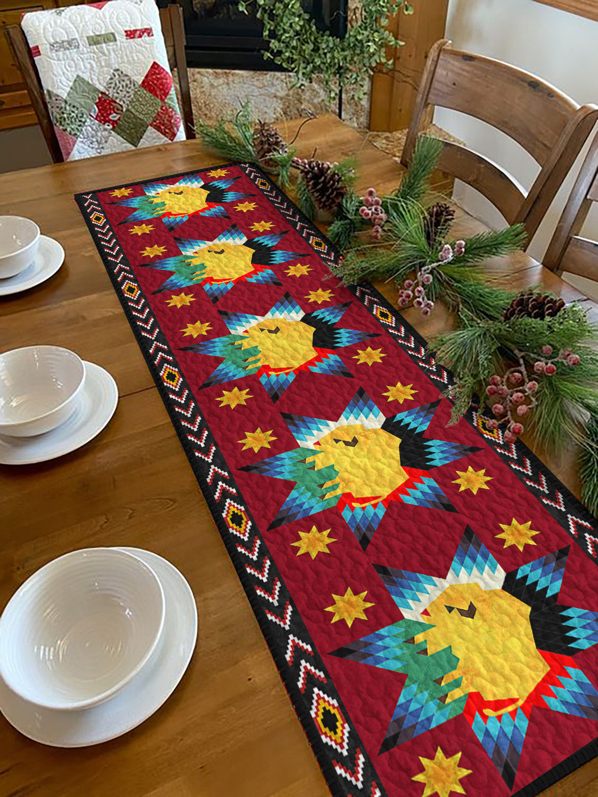 Native American HM27022304BLTR Quilted Table Runner – Charming Favor