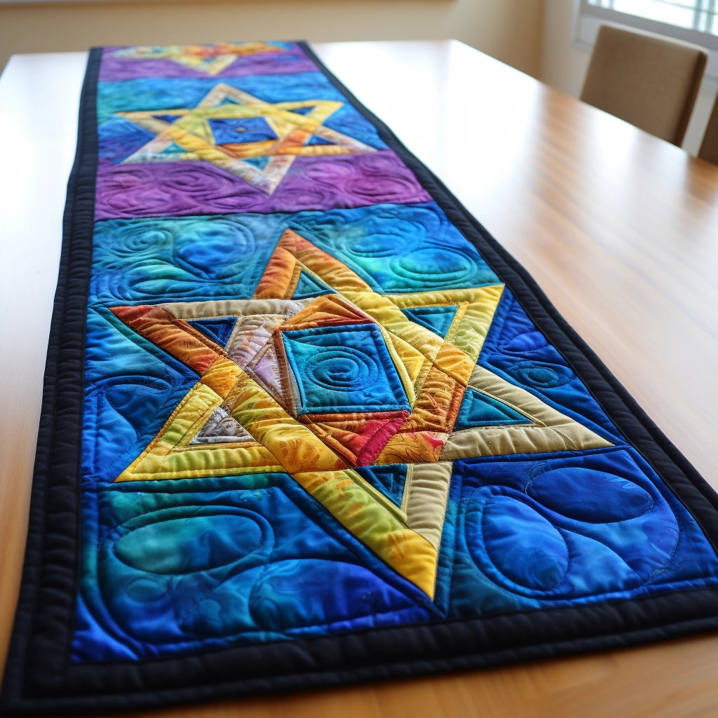 Jewish Star Of David TAI040124411 Quilted Table Runner – Charming Favor