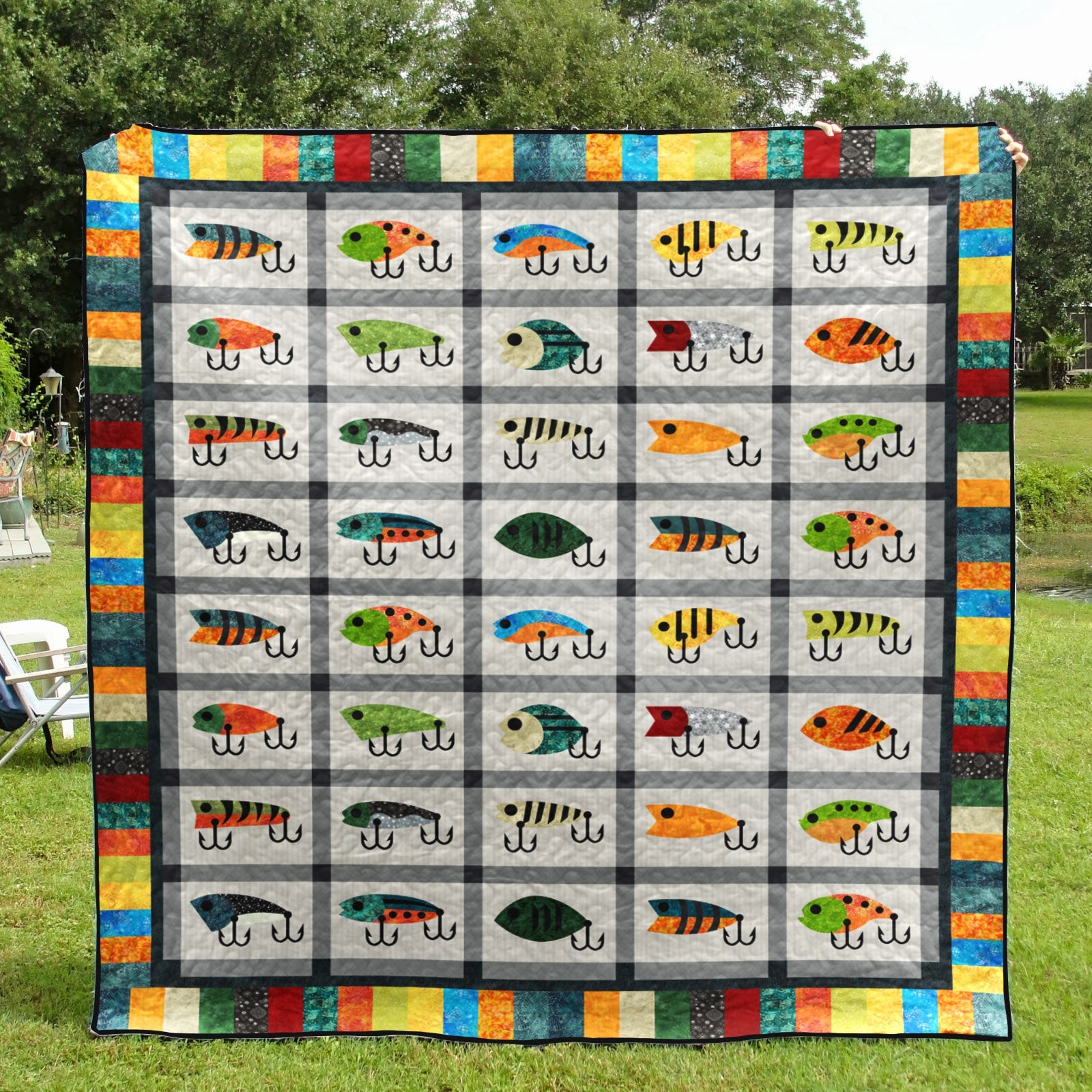 Fishing HN180706 Art Quilt – Charming Favor