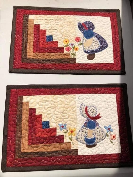 Sunbonnet Sue CLA04122337 Quilted Placemats – Charming Favor