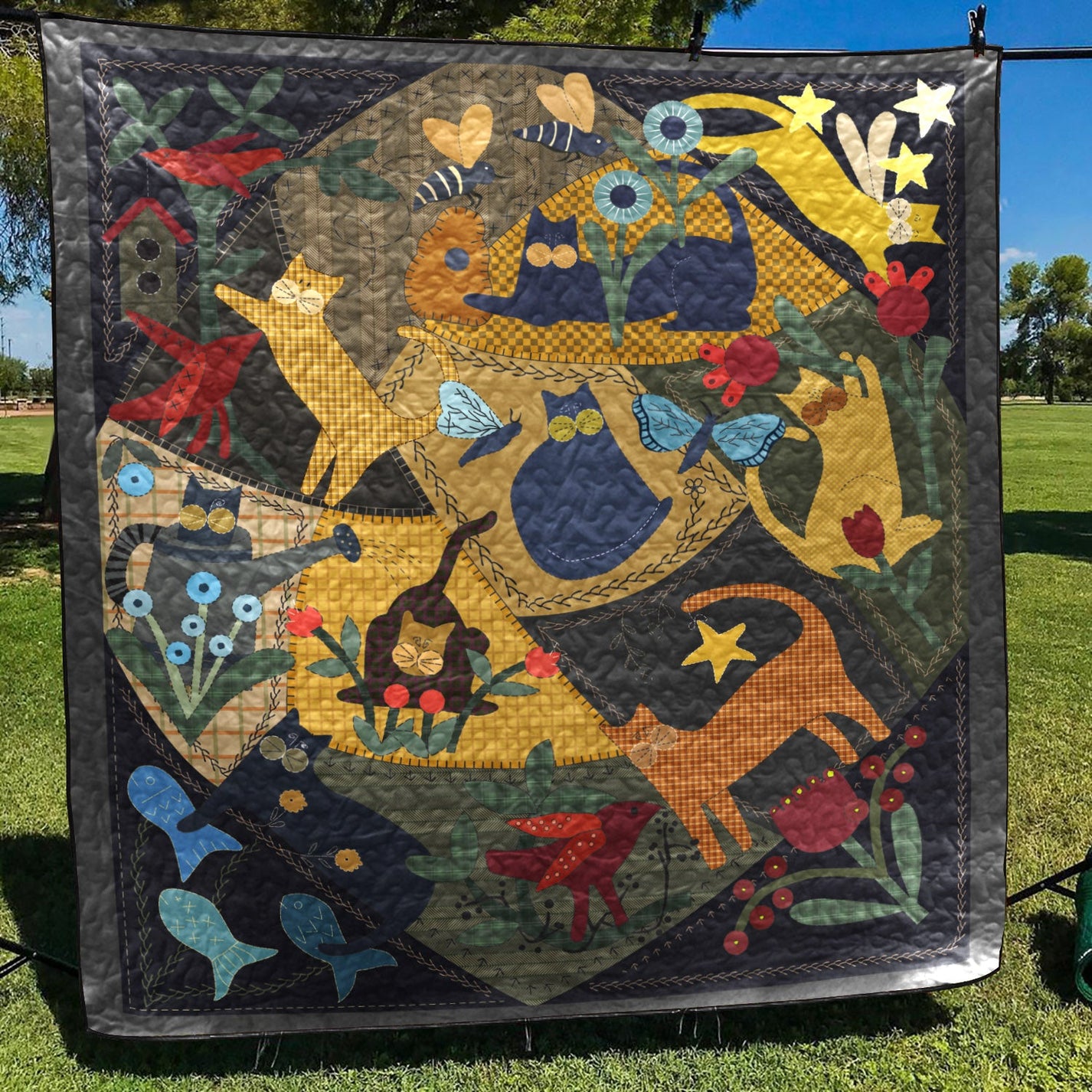 Cat CLA1010172Q Quilt Blanket – Charming Favor