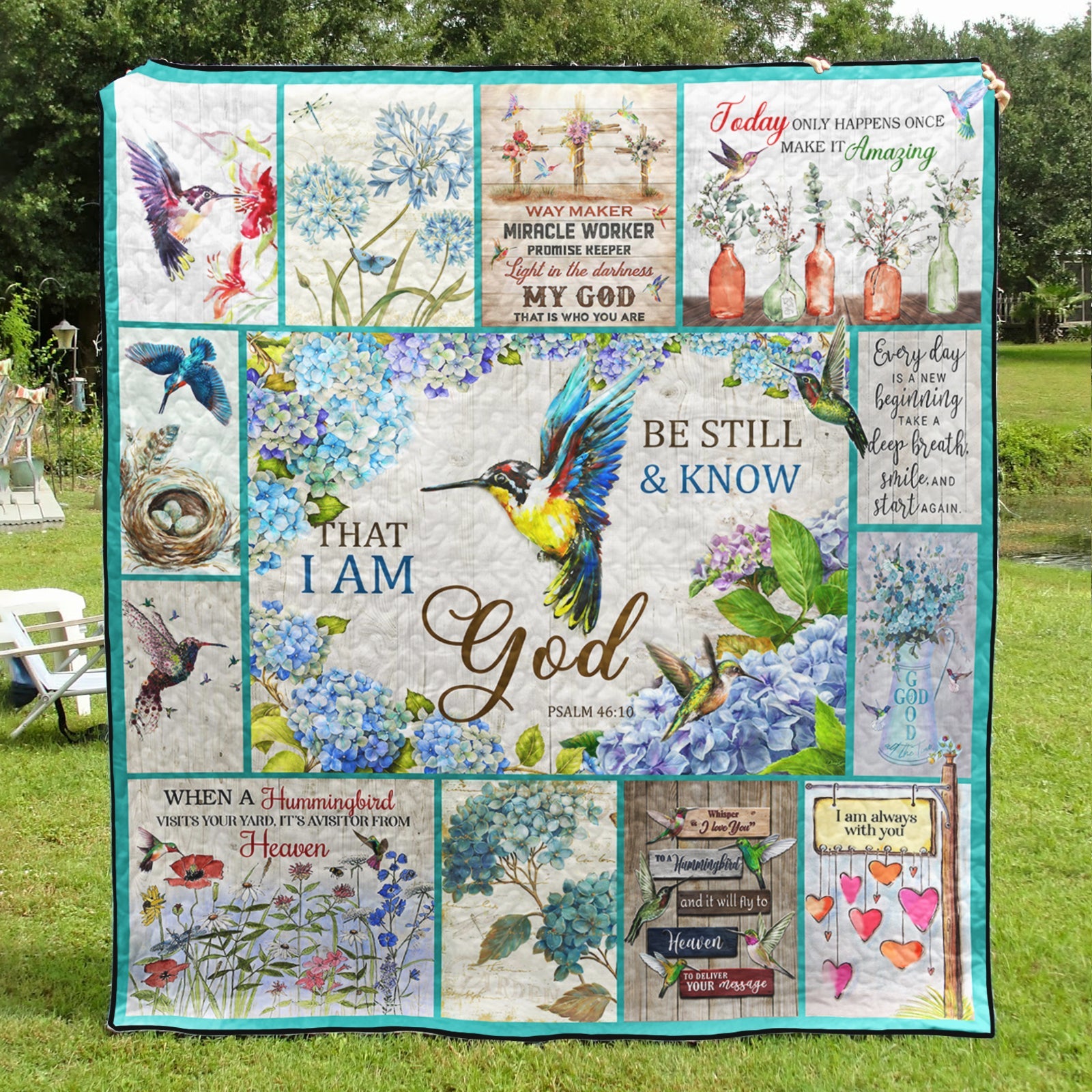 Hummingbird Bible God Art Quilt TL060604Y – Charming Favor