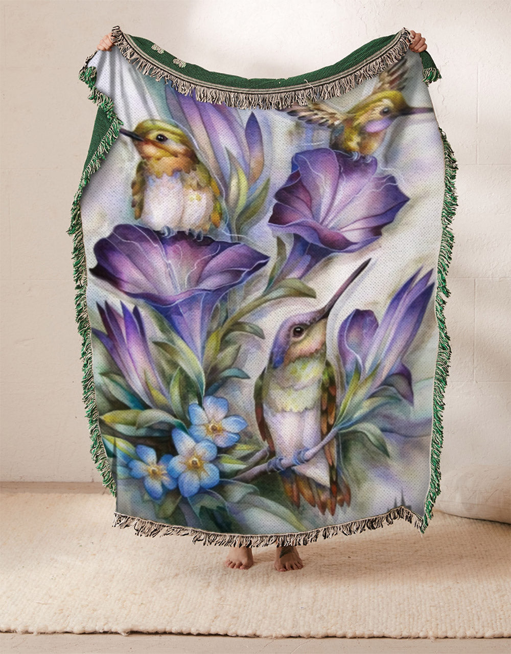 Hummingbird And Purple Flower DD071099S Throw Blankets For Sofa ...