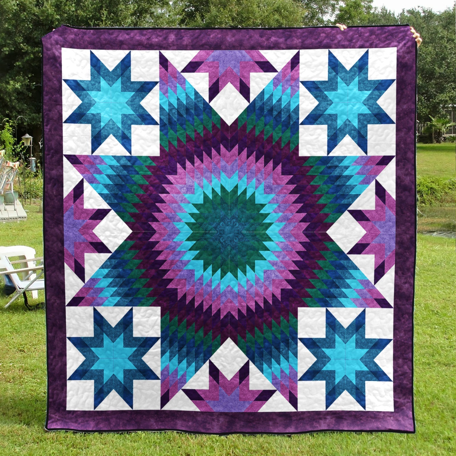 Native American Inspired Purple Star Art Quilt TL260504Y – Charming Favor