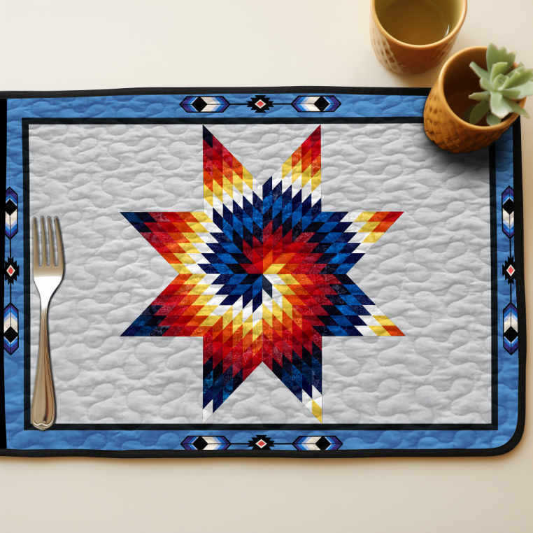 Native American Blue Star CLP270662PMPM Quilted Placemats – Charming Favor