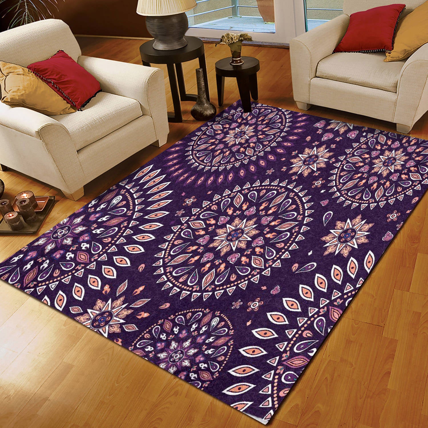 Purple Bohemian Mandala CL22100383MDR Rug – Charming Favor