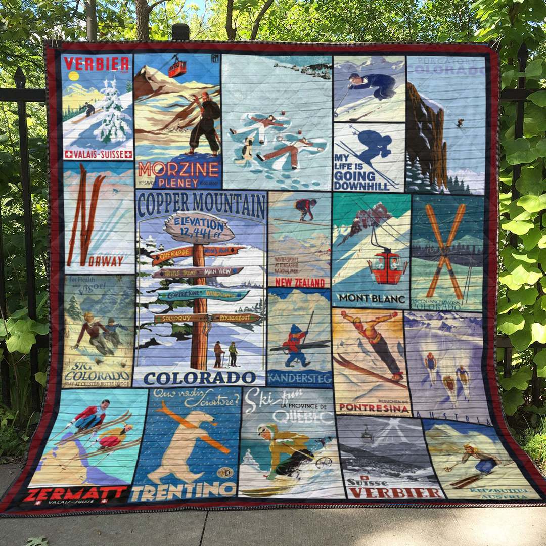 Skiing TU310707C TBG Quilt Blanket – Charming Favor